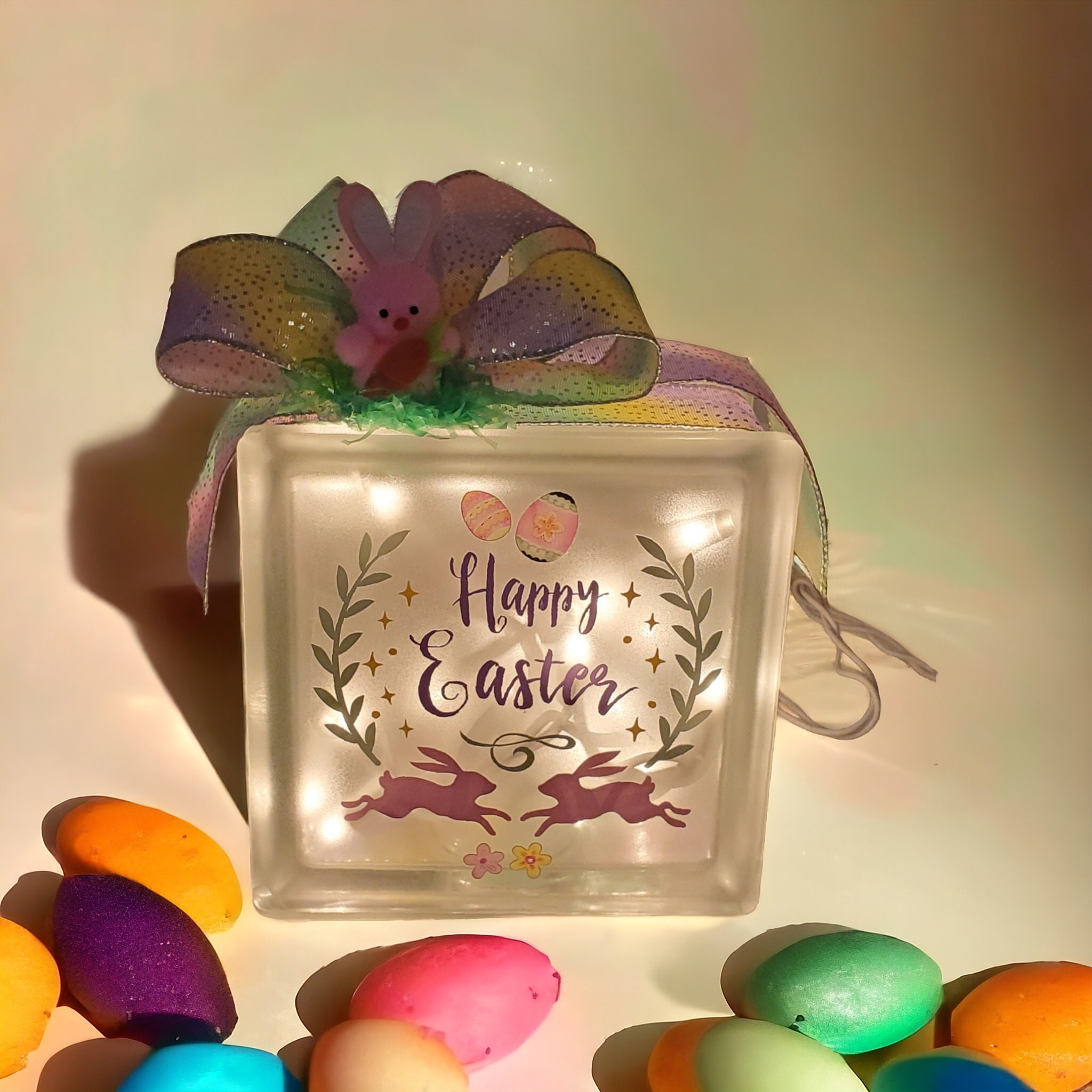 EASTER Lighted Glass Block - Etsy