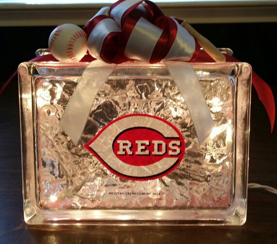 CINCINNATI REDS Baseball Lighted Glass Block Nightlight and | Etsy