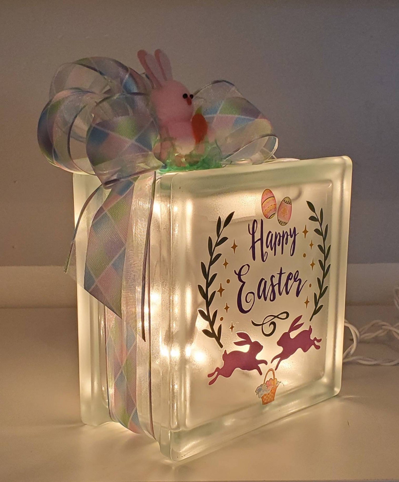 EASTER Lighted Glass Block - Etsy