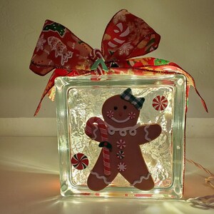 Christmas Lighted Glass Block | Gingerbread Man Light - Etsy