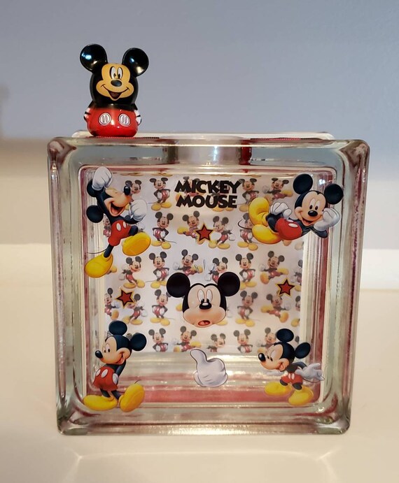 Glass Block Bank DISNEY'S MICKEY MOUSE Glass Block | Etsy