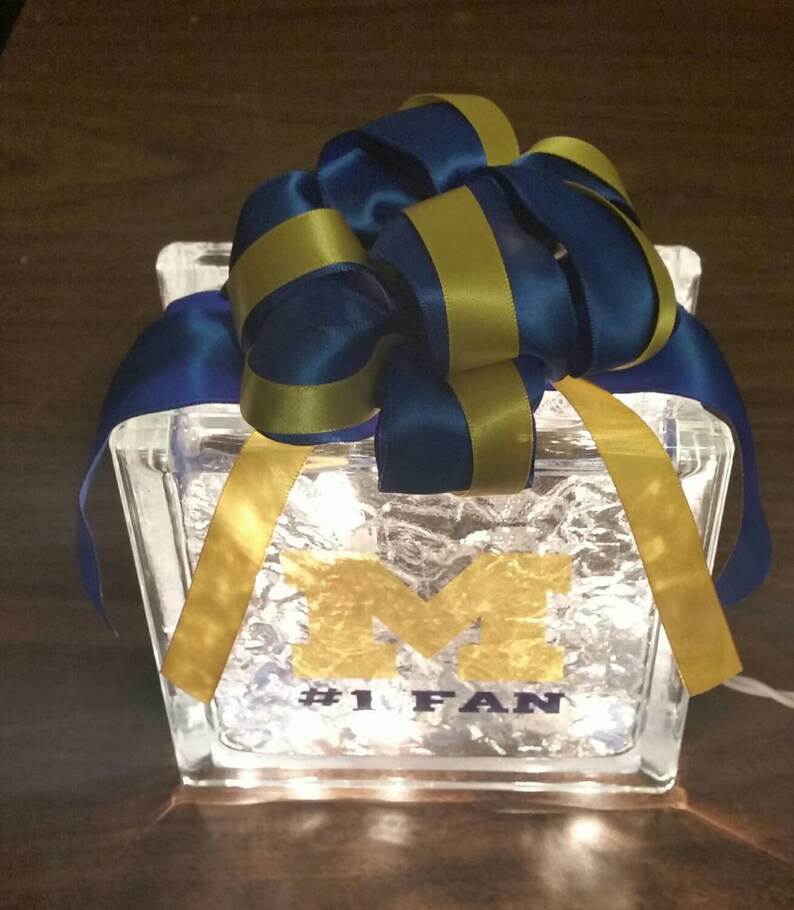 MICHIGAN WOLVERINES Lighted Glass Block Nightlight and - Etsy