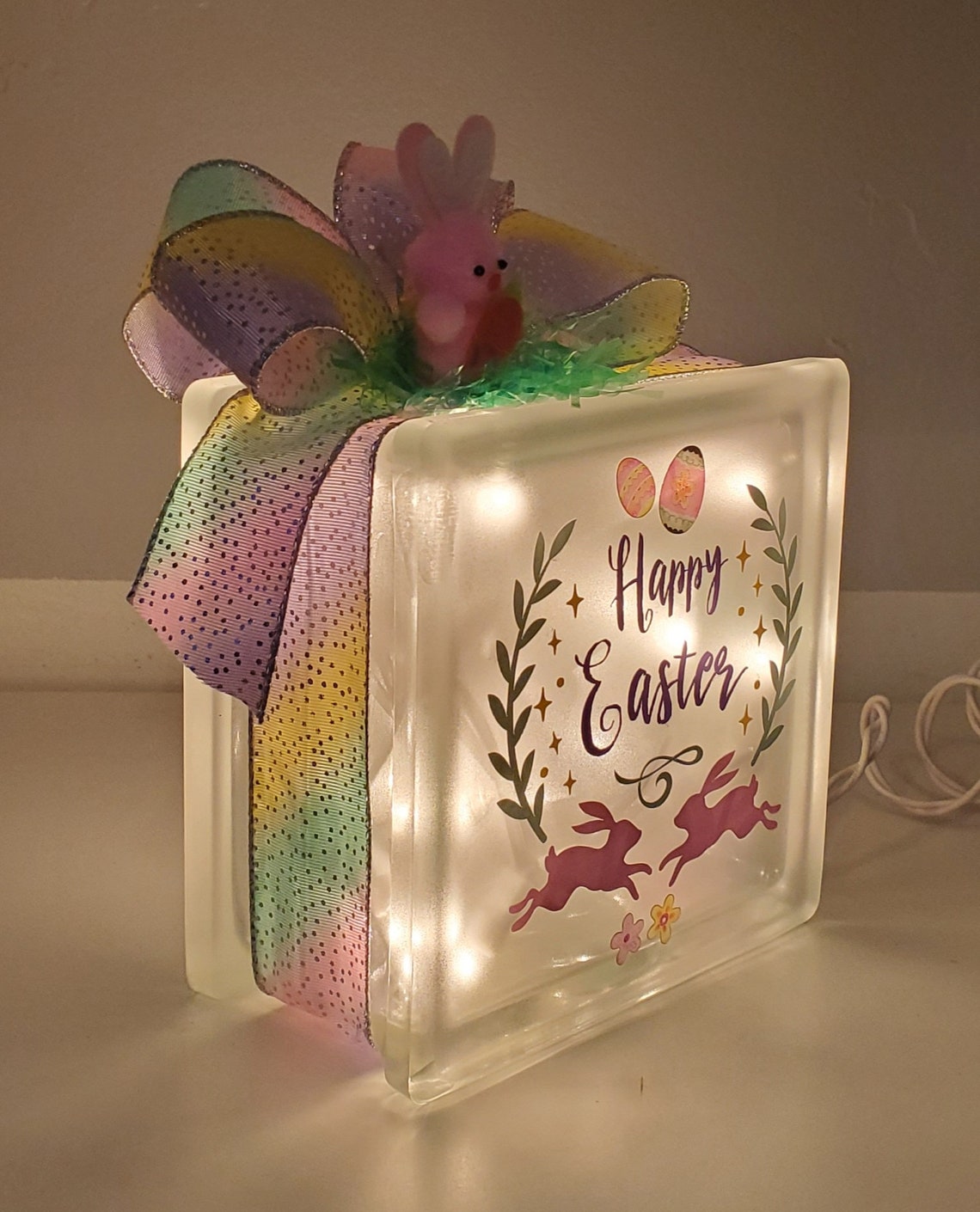 EASTER Lighted Glass Block - Etsy