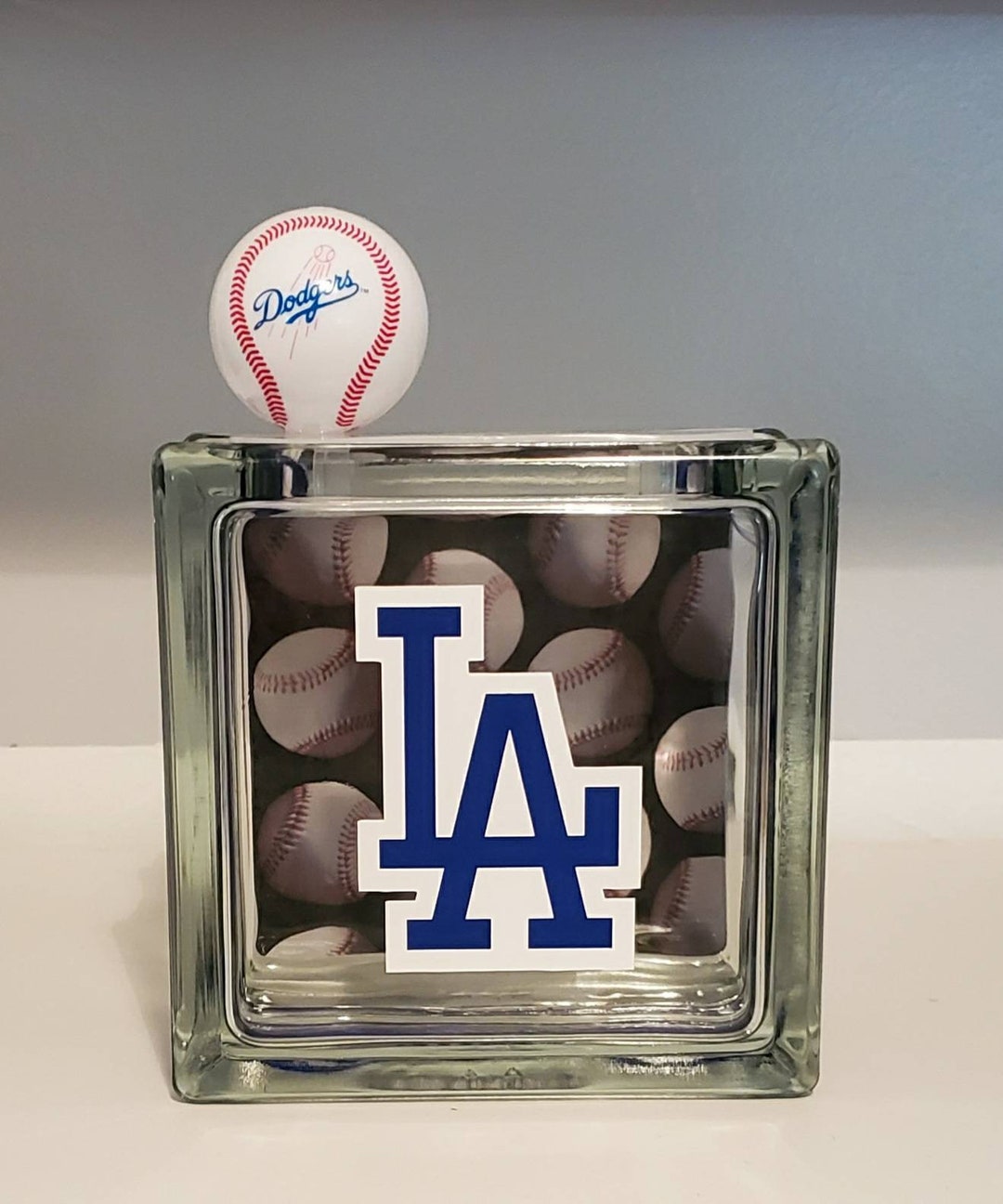 Glass Block Bank LA Dodgers Bank - Etsy