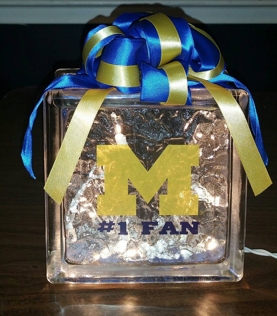 MICHIGAN WOLVERINES Lighted Glass Block Nightlight and - Etsy