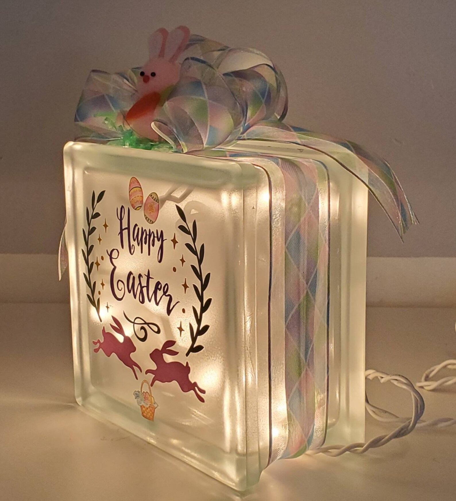 EASTER Lighted Glass Block - Etsy