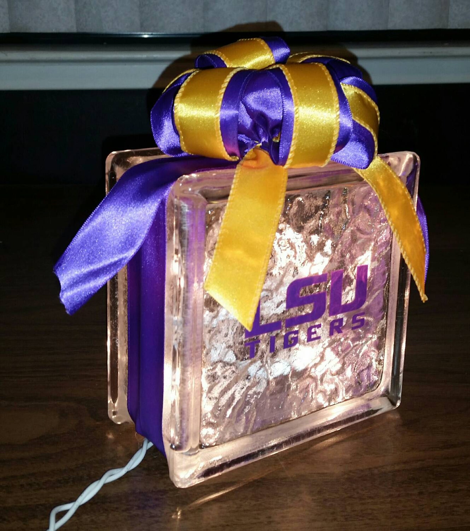 LSU TIGERS Lighted Glass Block Nightlight and Decor Louisiana | Etsy