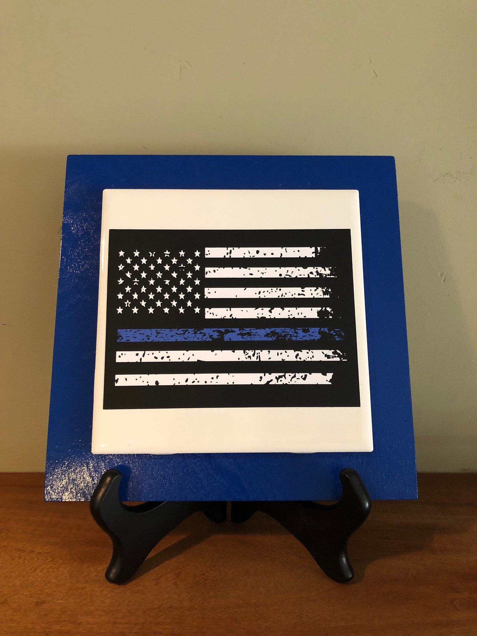 Thin Blue Line Ceramic Tile Sign - Etsy