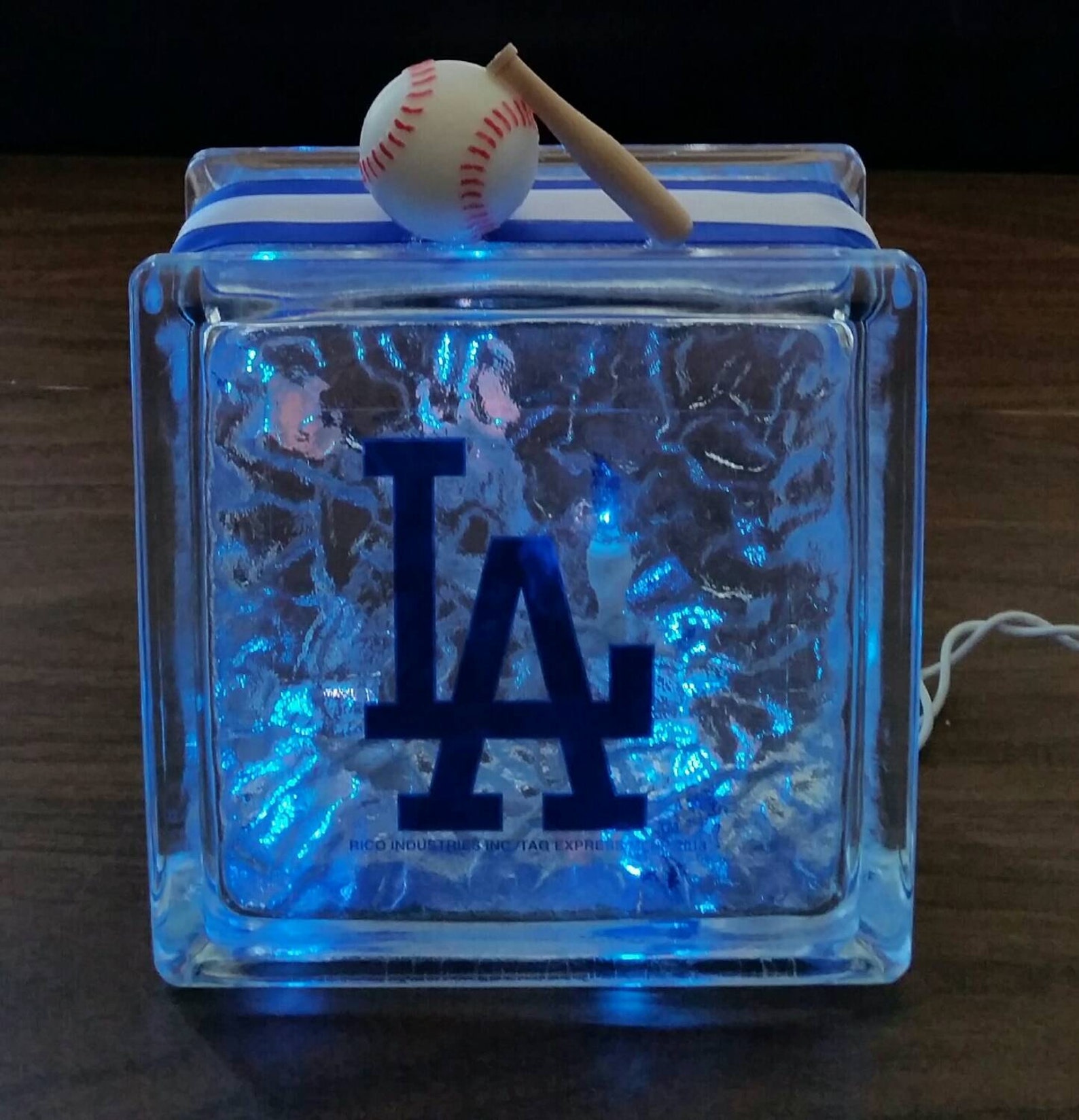 LOS ANGELES DODGERS Lighted Glass Block Nightlight and - Etsy