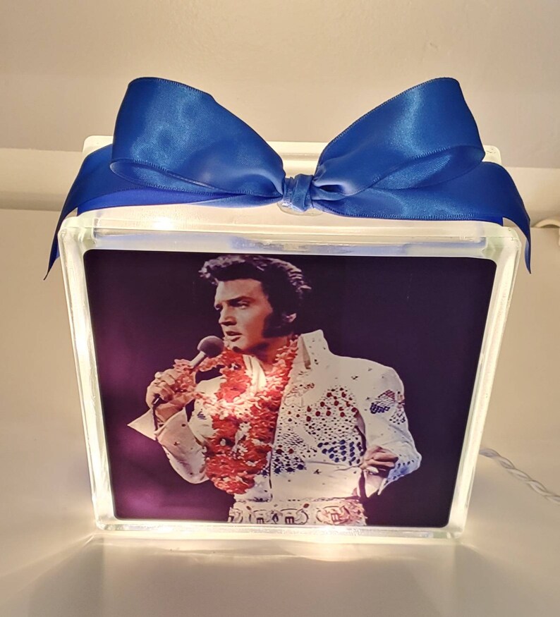 Elvis Presley Lighted Glass Block, Fan Decor, Nightlight - Etsy