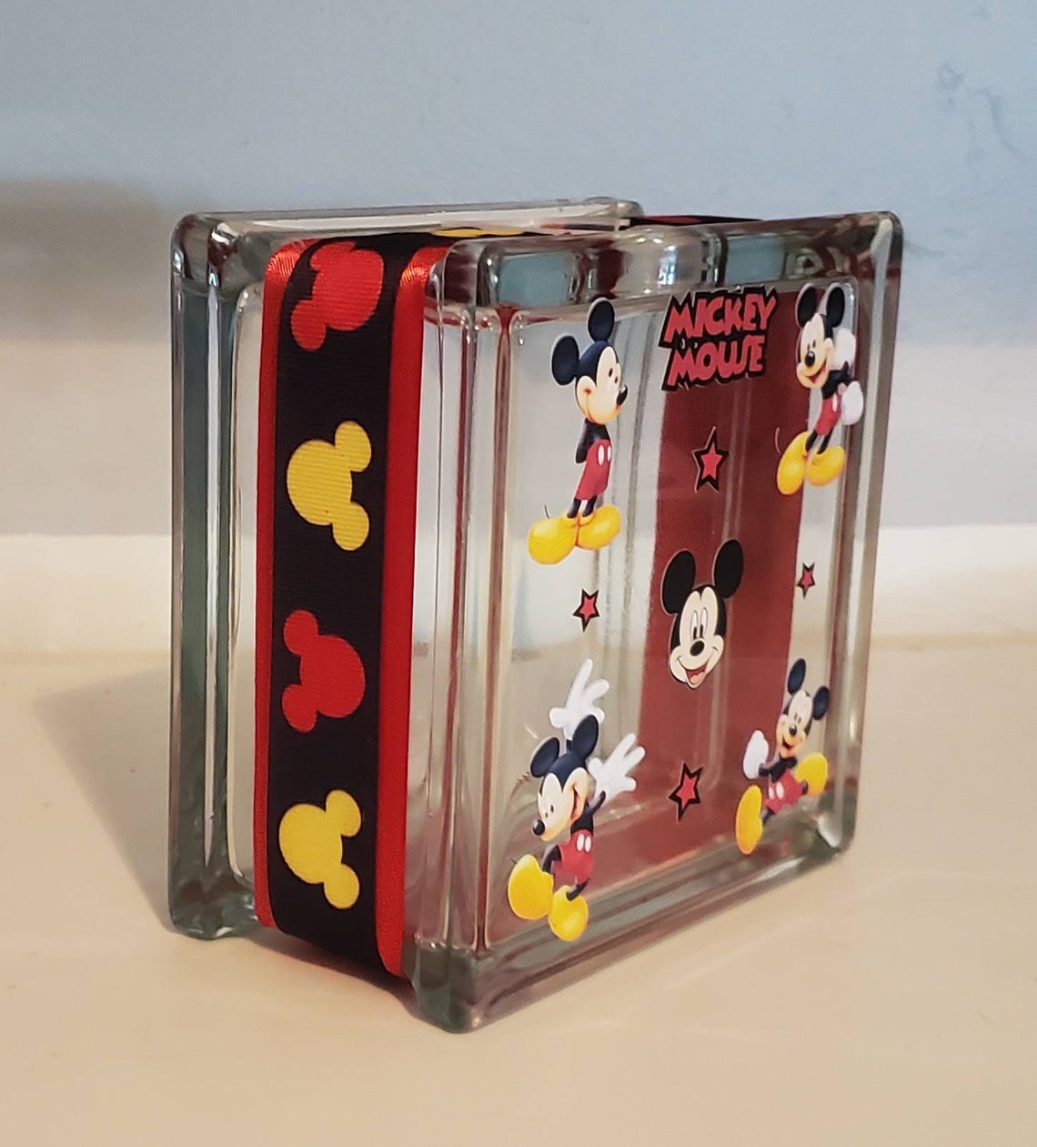 Glass Block Bank DISNEY'S MICKEY MOUSE Glass Bank - Etsy