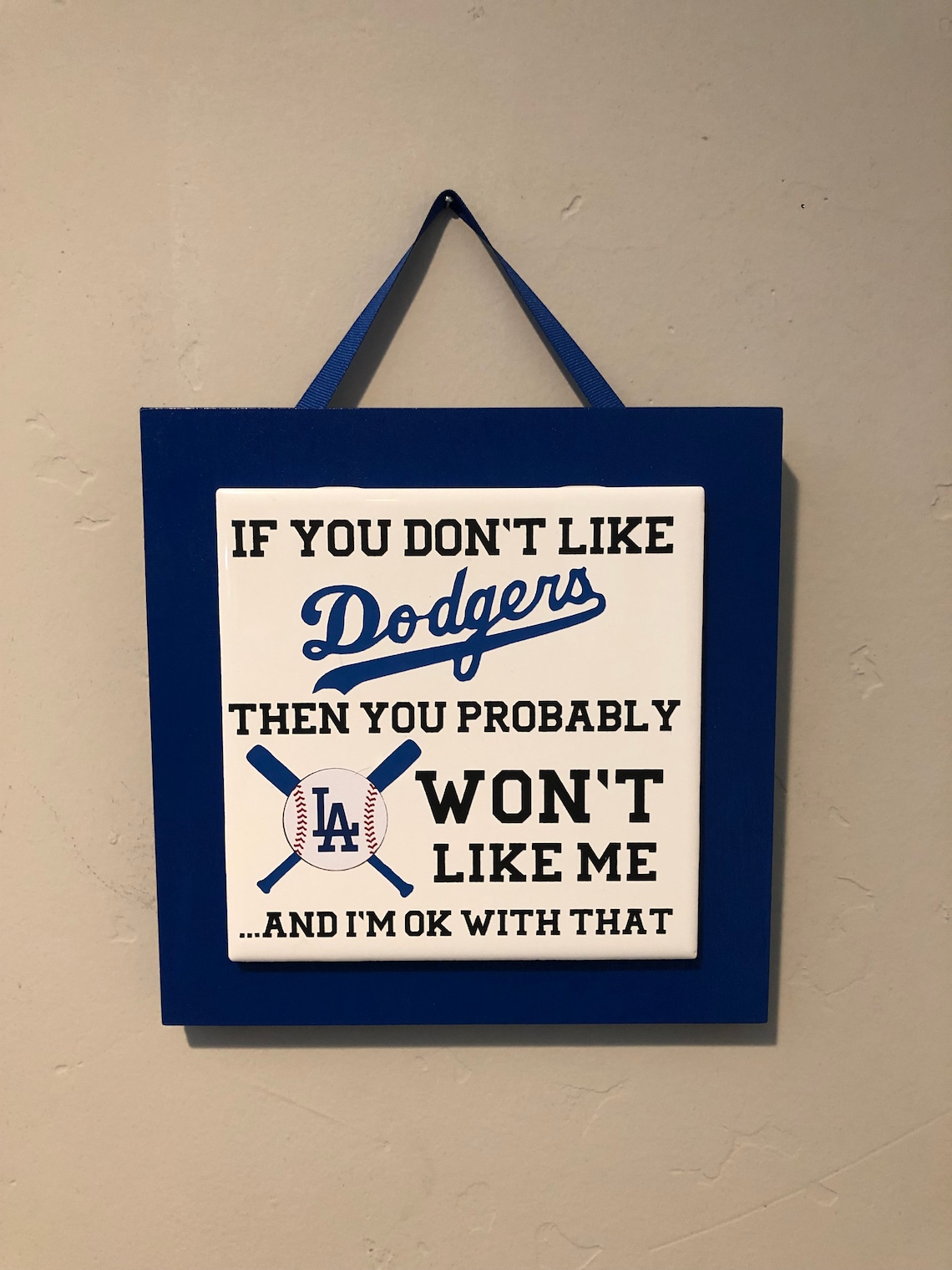 Los Angeles Dodgers Decor Dodgers Ceramic Tile Sign | Etsy