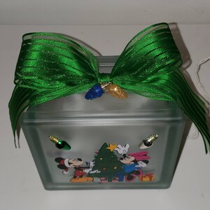 Disney Christmas, Mickey and Minnie Holiday Lighted Glass Block ...