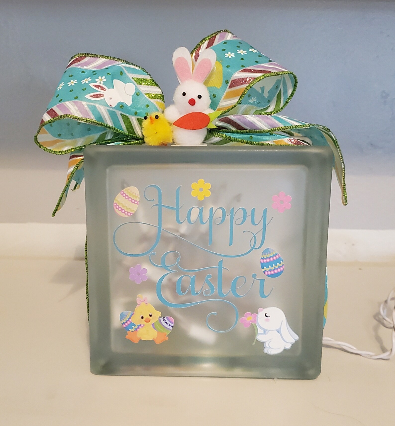 EASTER Lighted Glass Block - Etsy