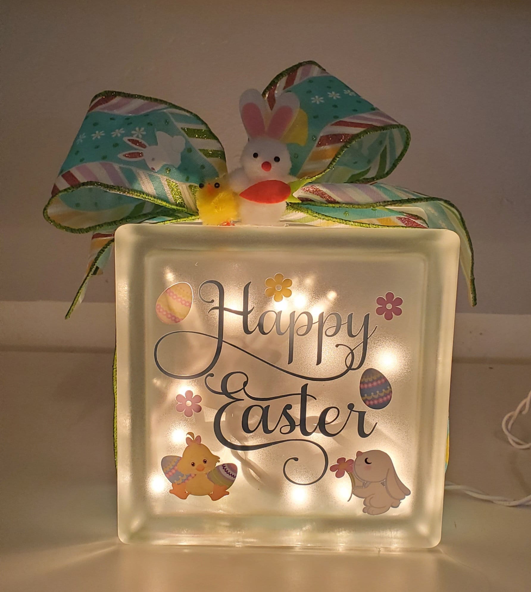 EASTER Lighted Glass Block - Etsy