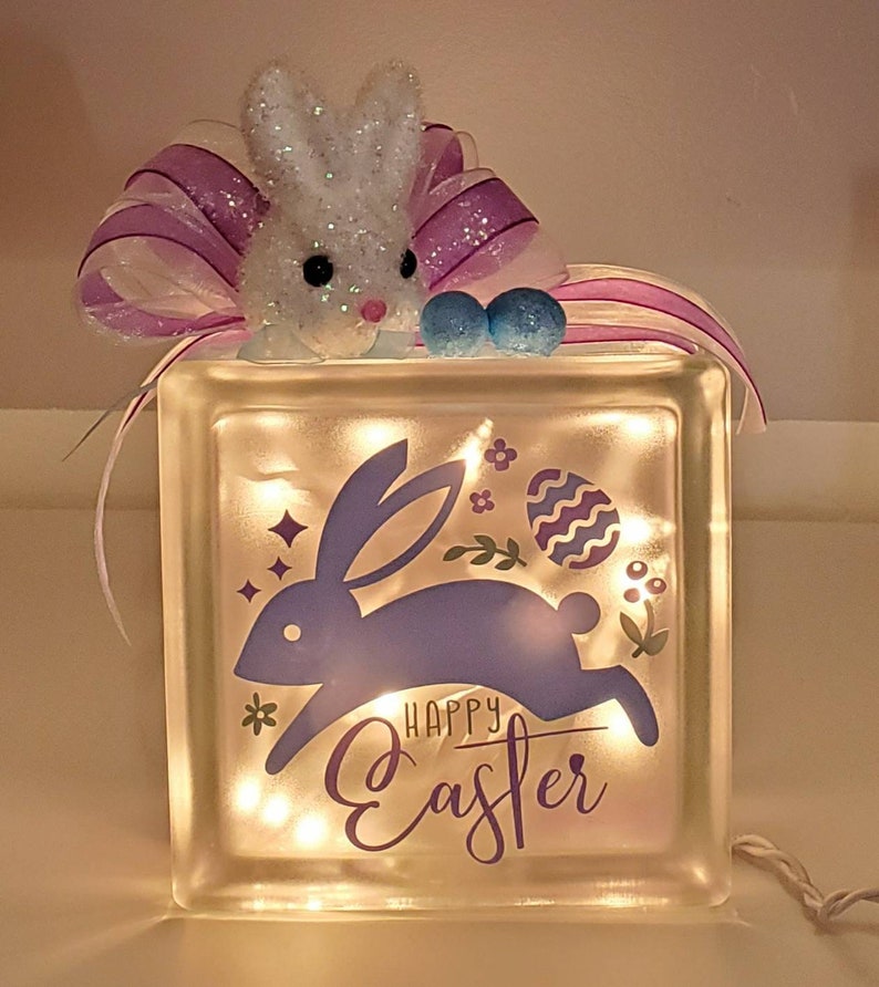 EASTER Lighted Glass Block | Etsy