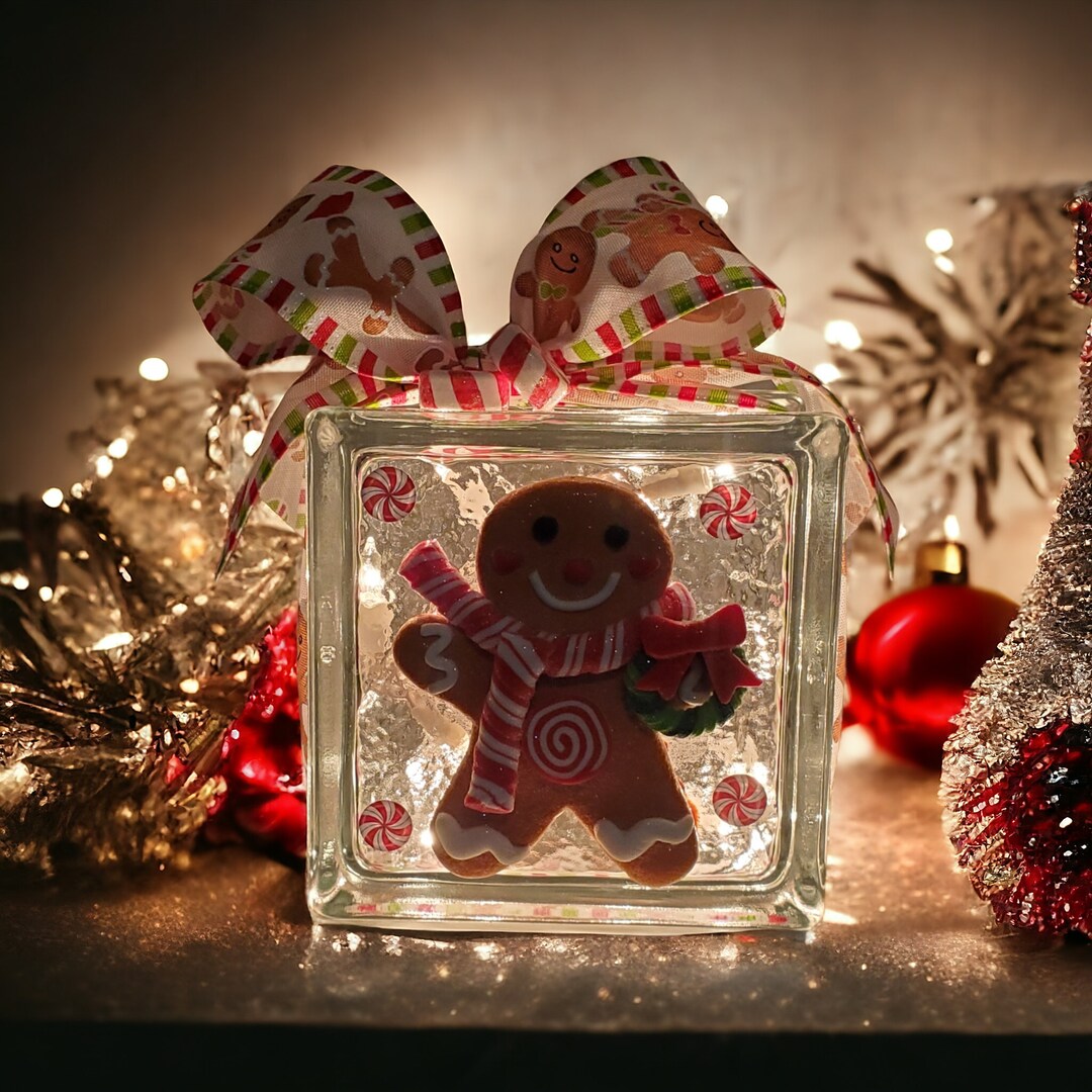 Christmas Lighted Glass Block Gingerbread Man Light - Etsy