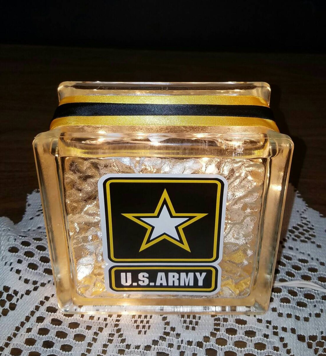 U.S. ARMY Lighted Glass Block Nightlight - Etsy