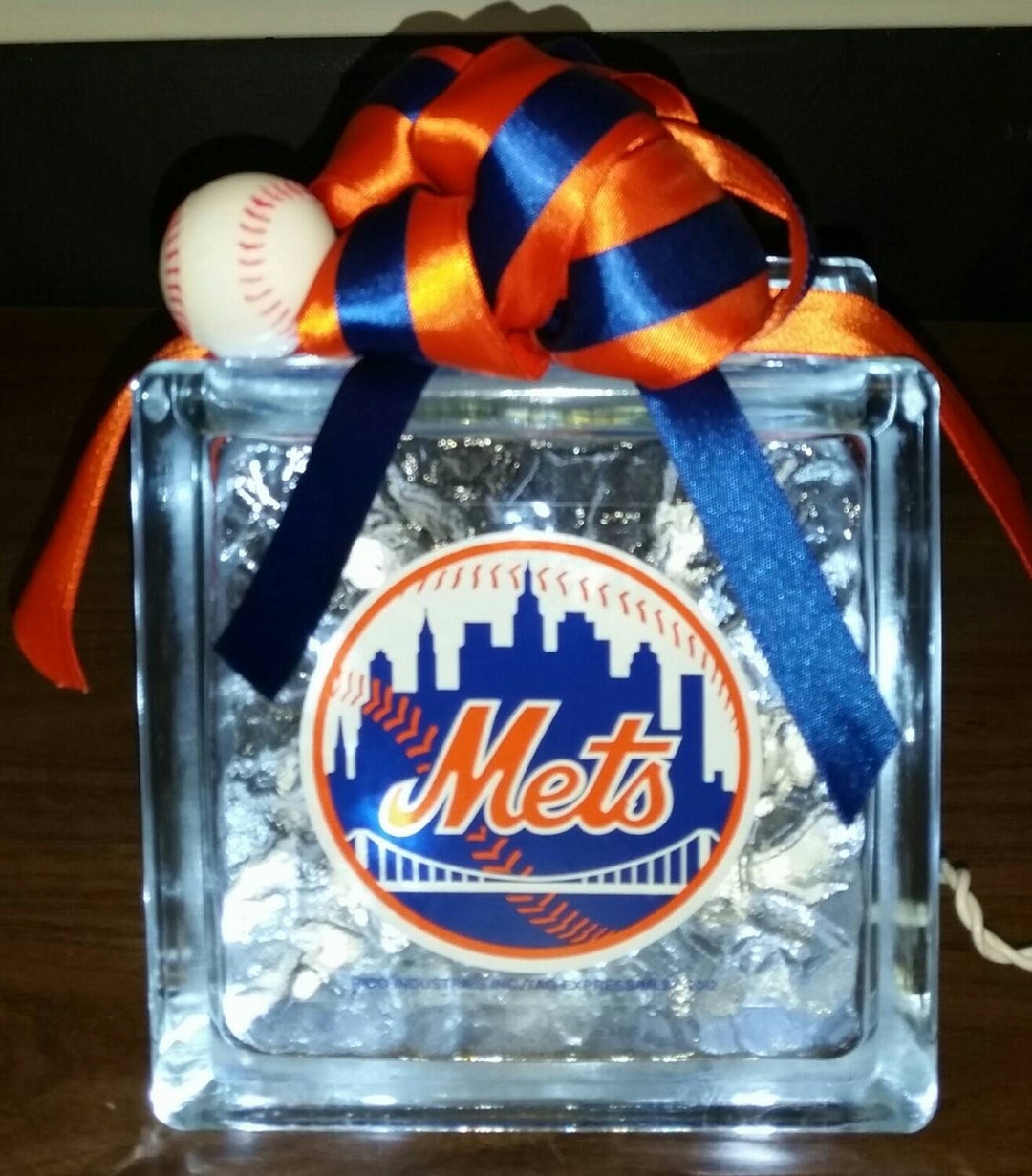 NEW YORK METS Baseball Team Lighted Glass Block Nightlight, Father's ...