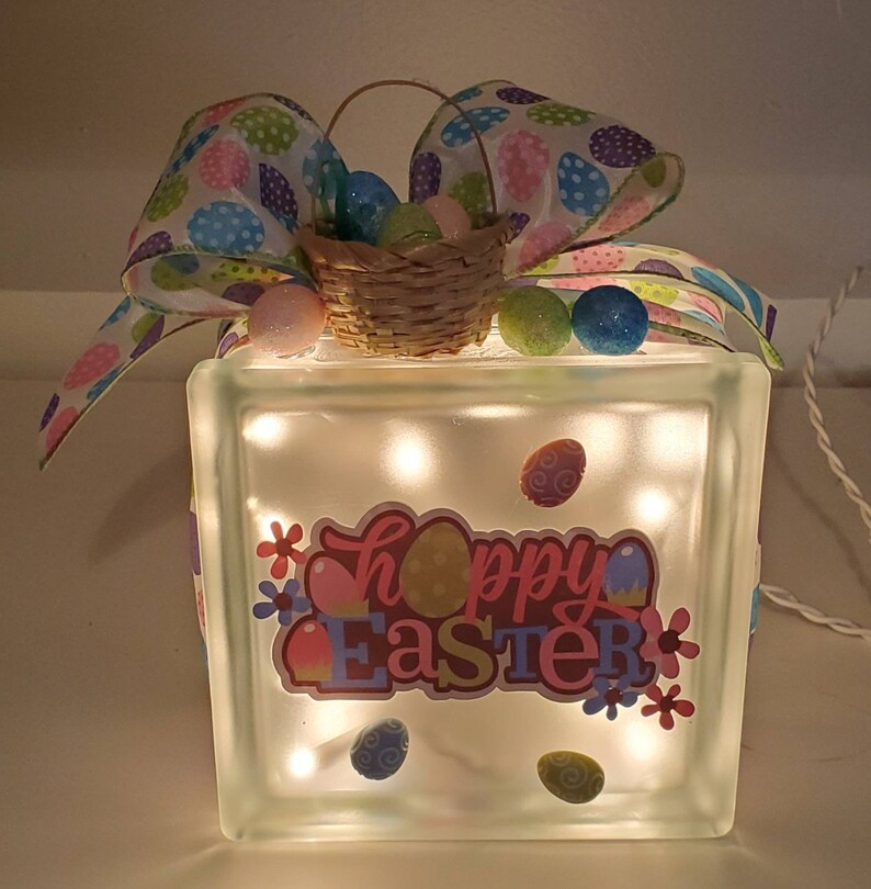 EASTER Lighted Glass Block | Etsy
