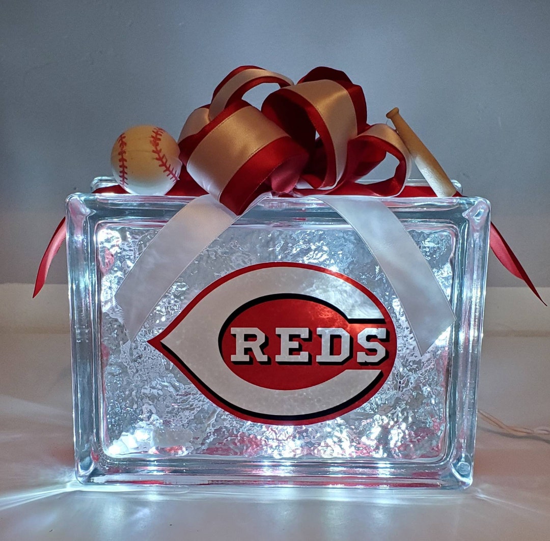 CINCINNATI REDS Baseball Lighted Glass Block Nightlight and Decor ...