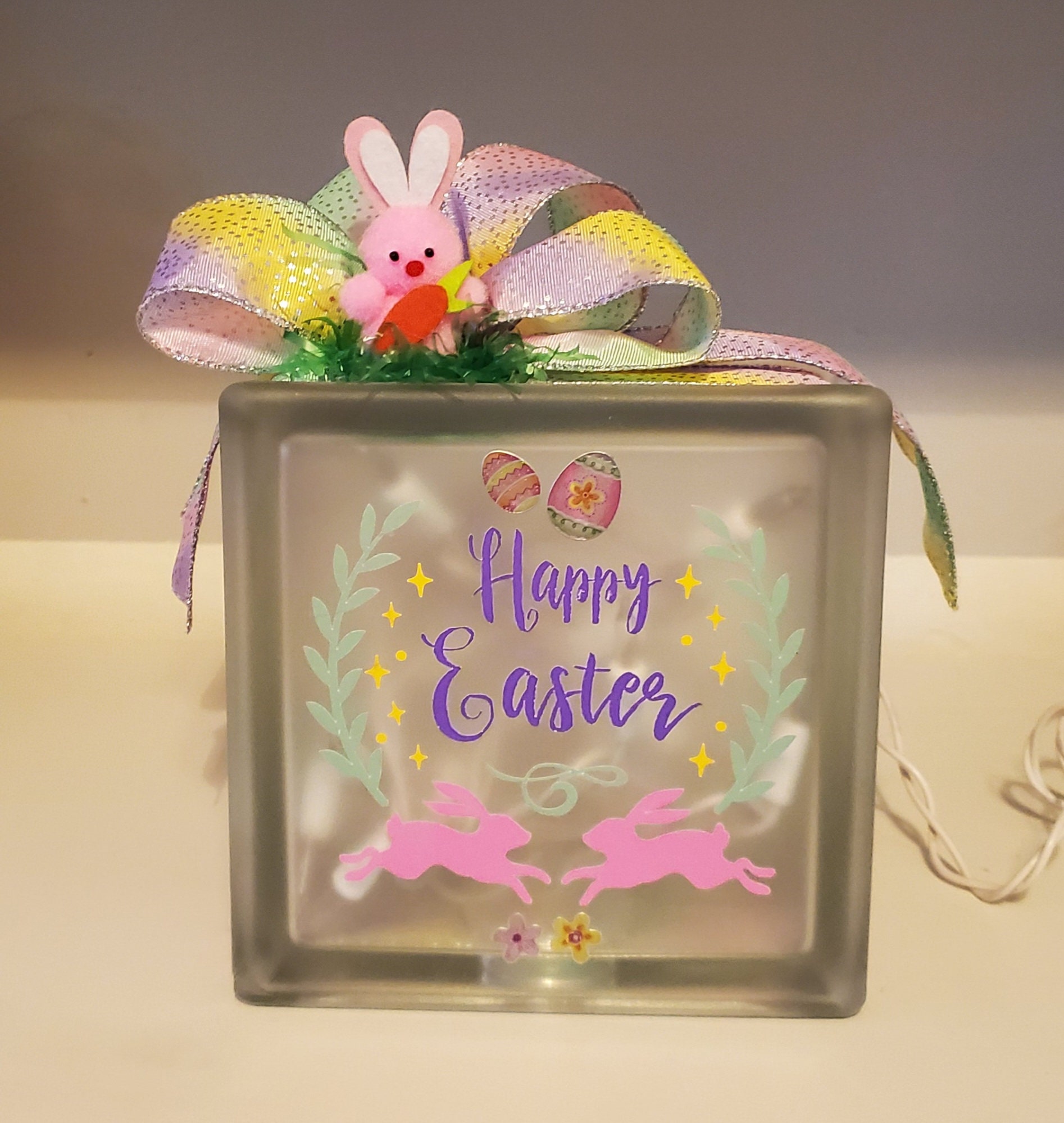 EASTER Lighted Glass Block - Etsy