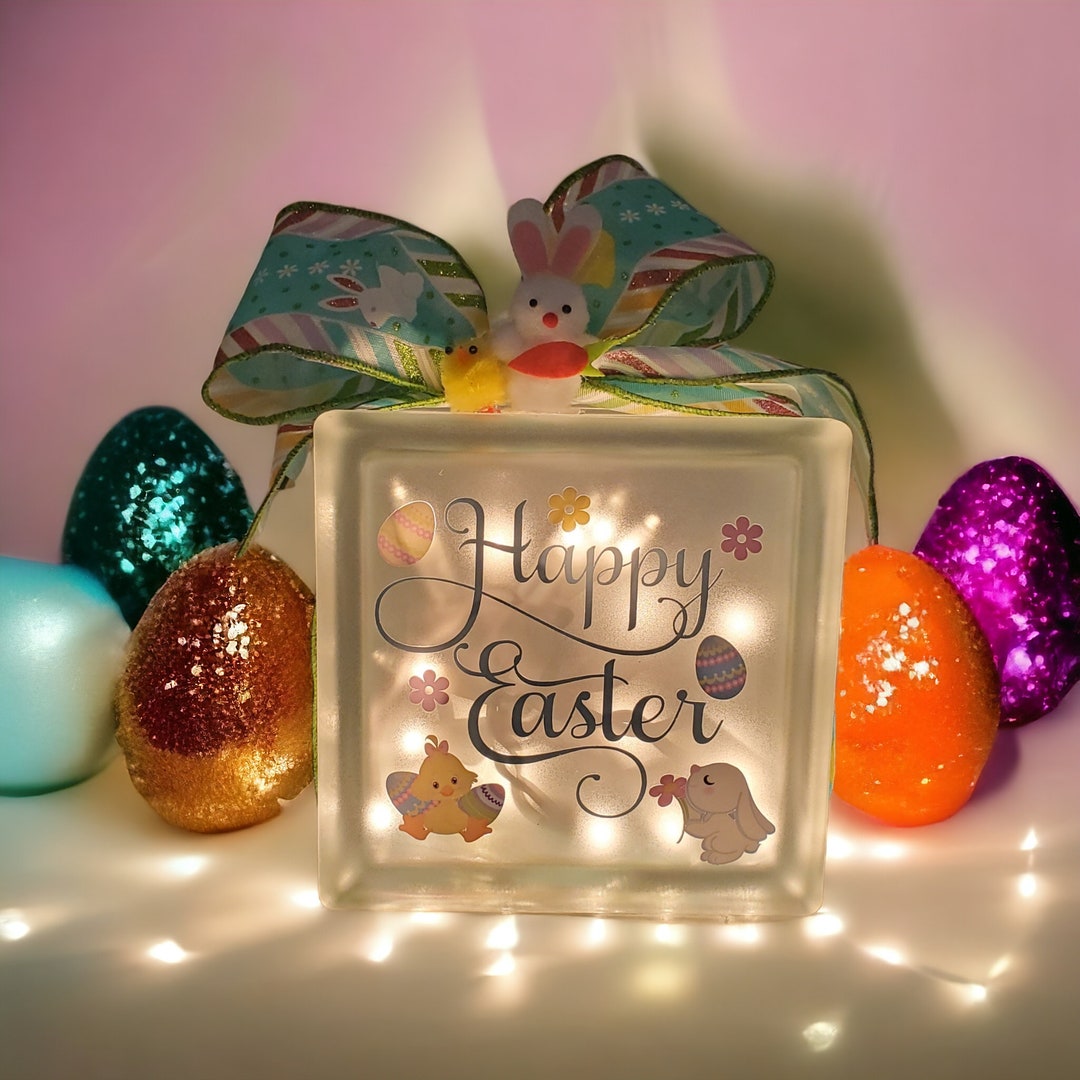 EASTER Lighted Glass Block - Etsy