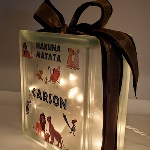 LION KING Lighted Glass Block | Disney Decor - Etsy