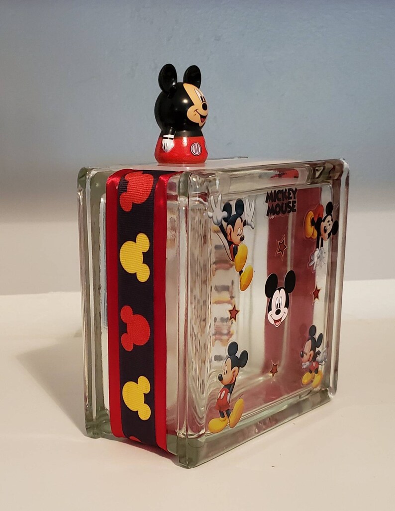 Glass Block Bank DISNEY'S MICKEY MOUSE Glass Block | Etsy