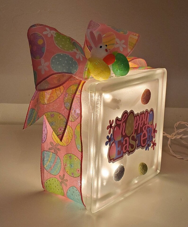 EASTER Lighted Glass Block - Etsy