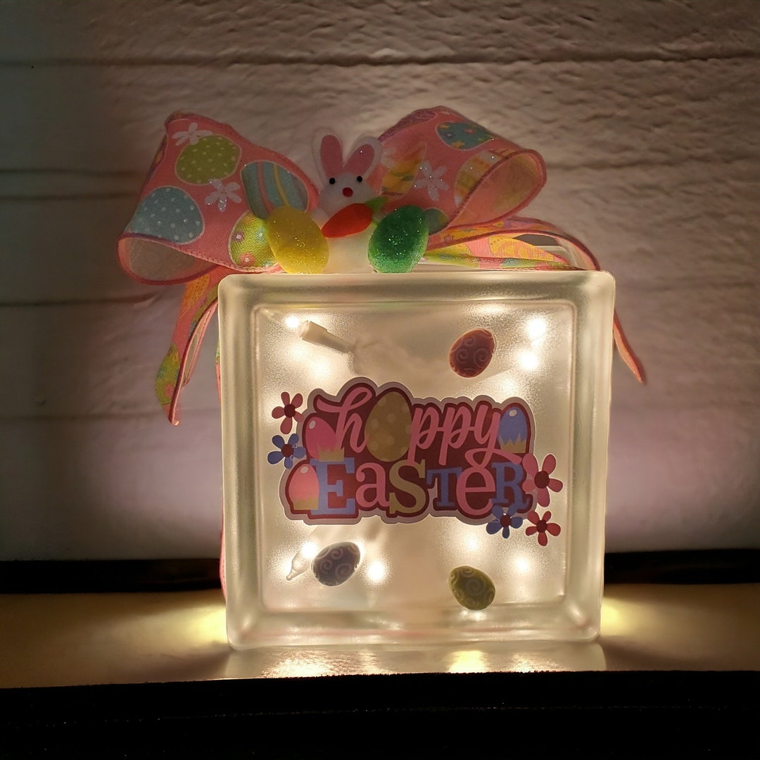 EASTER Lighted Glass Block - Etsy