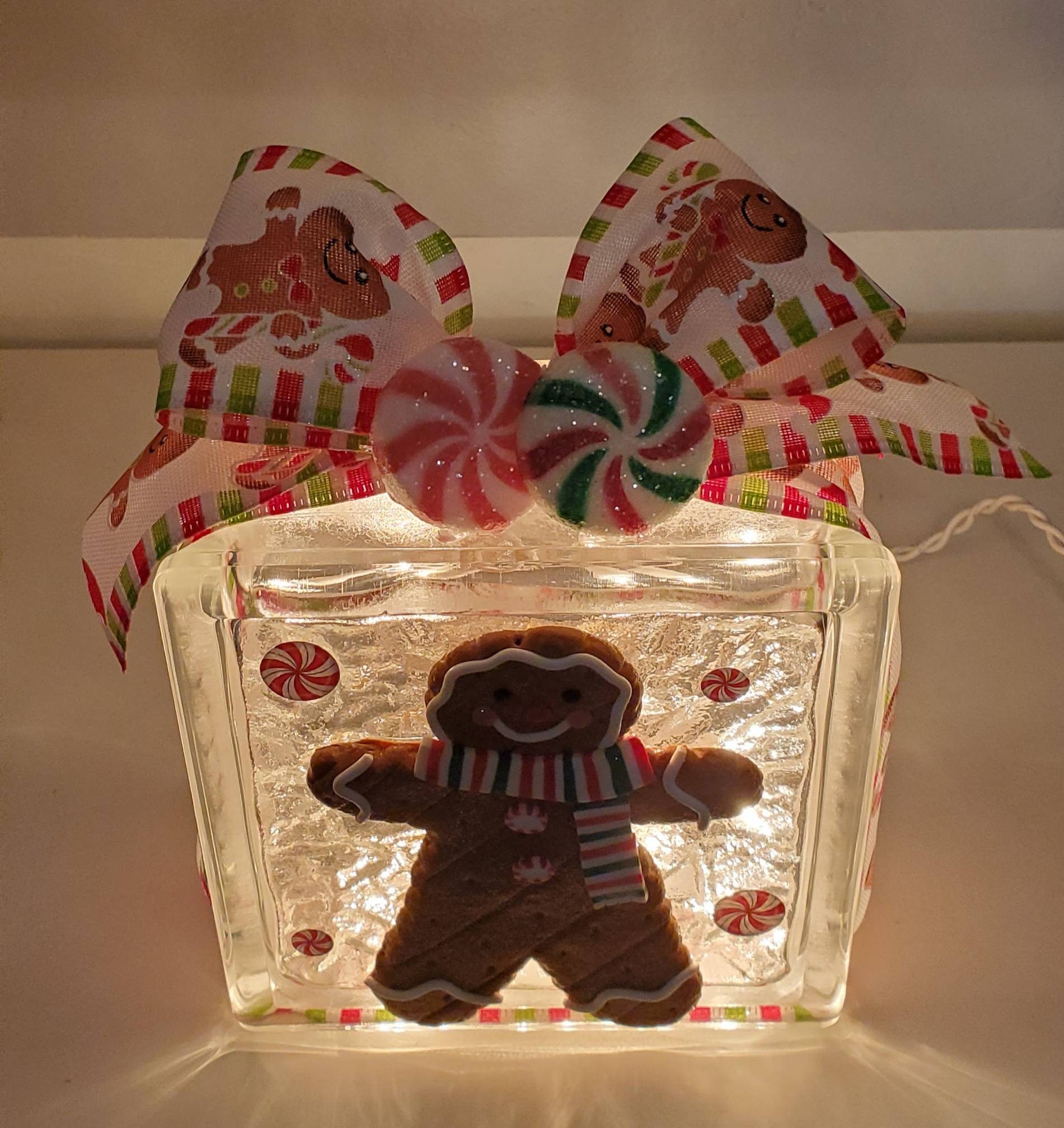 Christmas Lighted Glass Block Gingerbread Man Light | Etsy