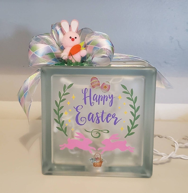 EASTER Lighted Glass Block - Etsy