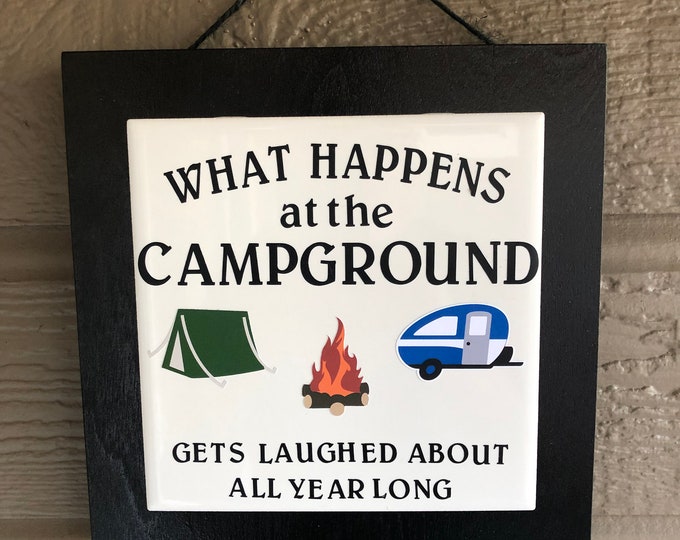 Camping Ceramic Tile Sign - Etsy