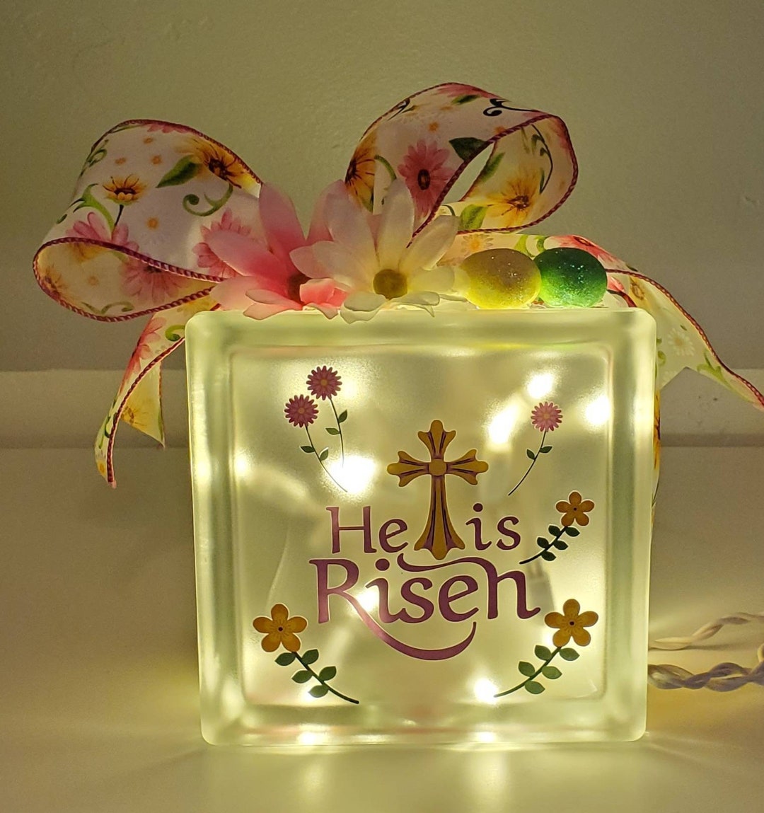 EASTER Lighted Glass Block Spring Nightlight - Etsy