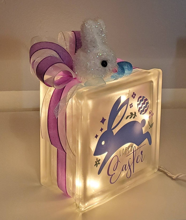 EASTER Lighted Glass Block | Etsy