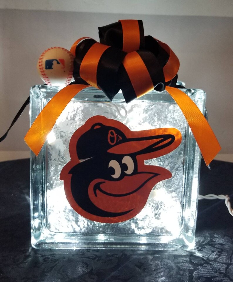 Baltimore Orioles Lighted Glass Block, Baseball Night Light - Etsy