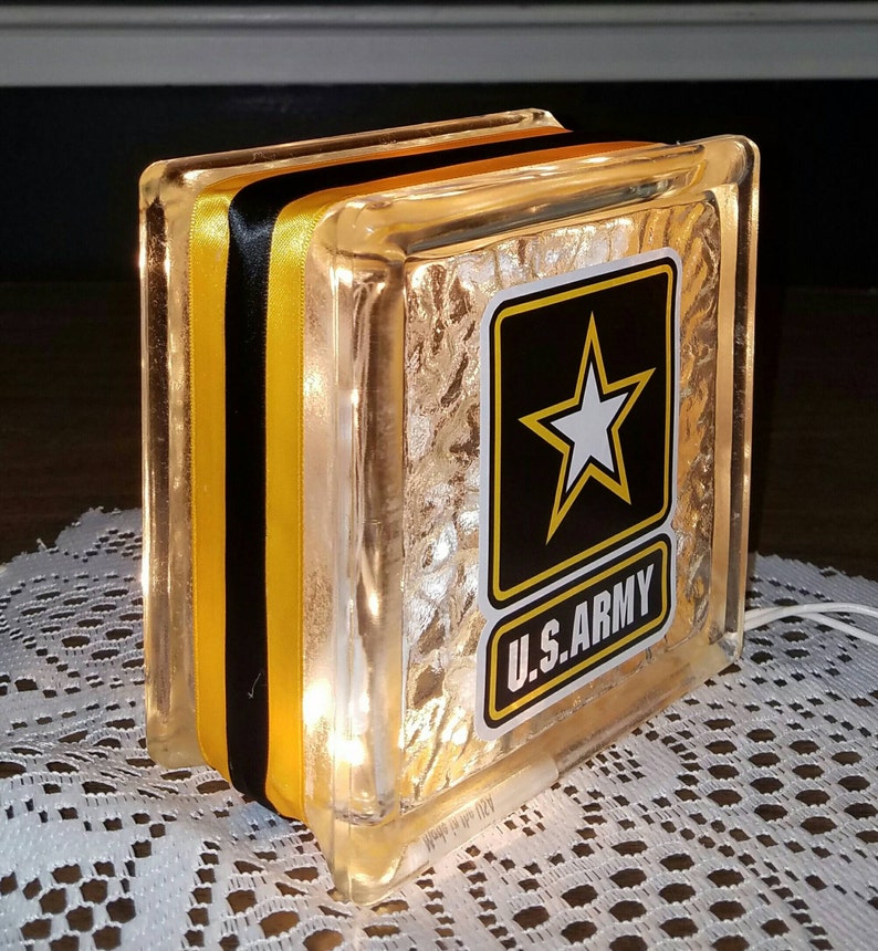 U.S. ARMY Lighted Glass Block Nightlight - Etsy