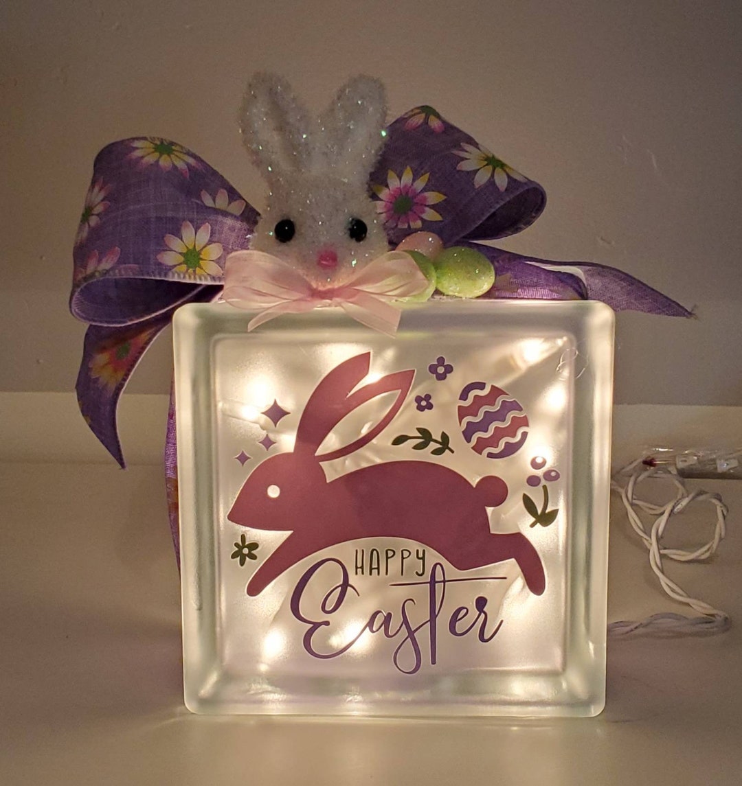 EASTER Lighted Glass Block - Etsy