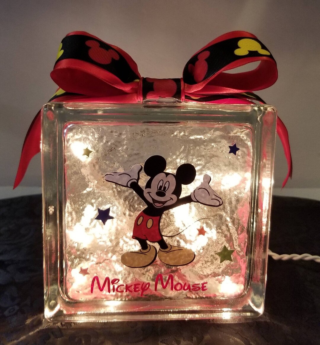 Kids Nightlight, DISNEY'S MICKEY MOUSE Lighted Glass Block Nightlight ...
