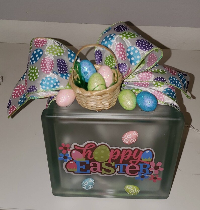 EASTER Lighted Glass Block | Etsy