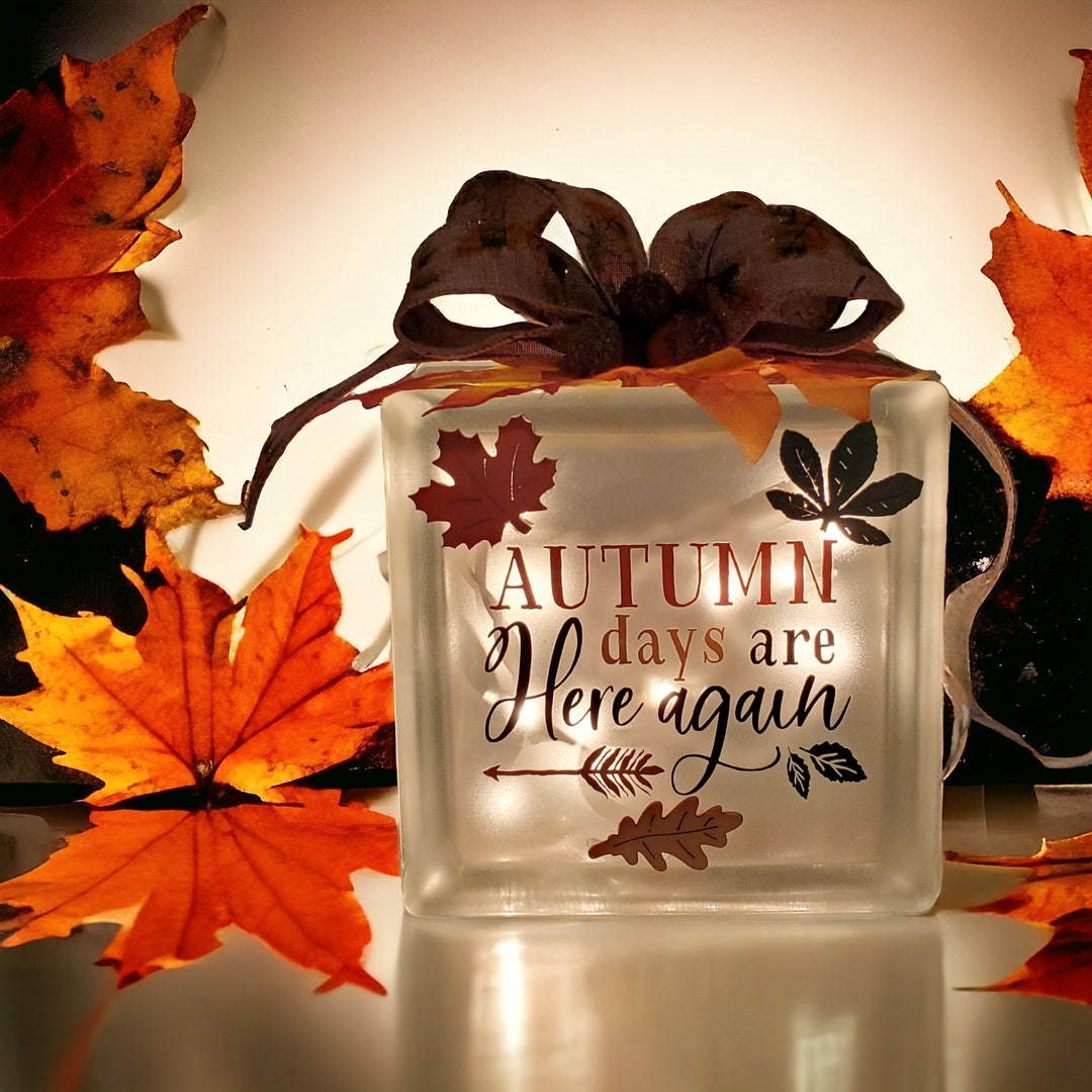 Thanksgiving Lighted Glass Block | Harvest Tile Sign, Thanksgiving ...