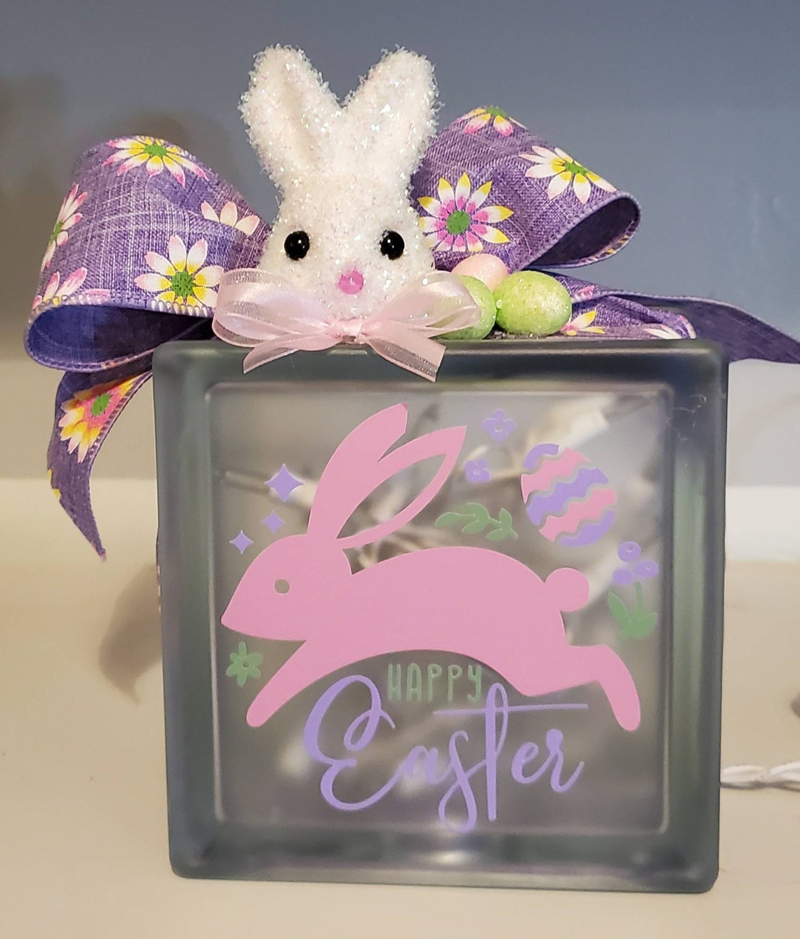EASTER Lighted Glass Block - Etsy