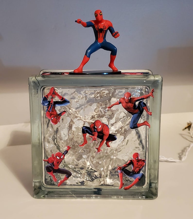 SPIDERMAN Lighted Glass Block - Etsy