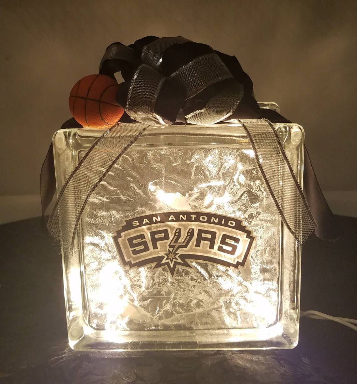 SAN ANTONIO SPURS Lighted Glass Block, Nightlight, Basketball Decor ...
