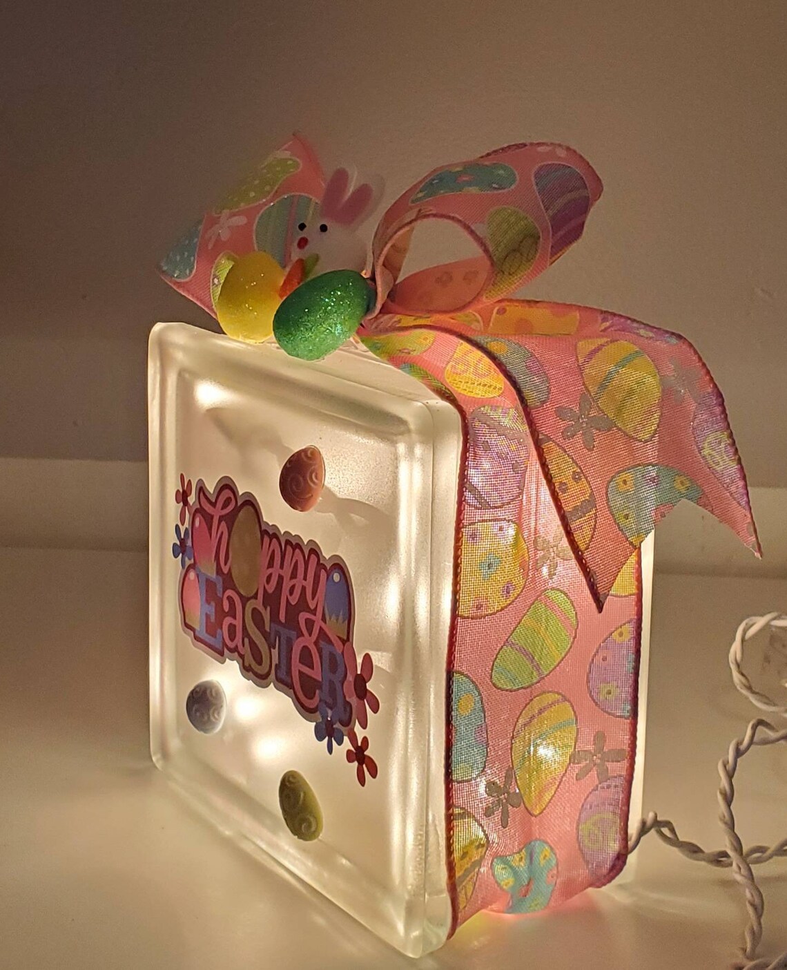EASTER Lighted Glass Block - Etsy