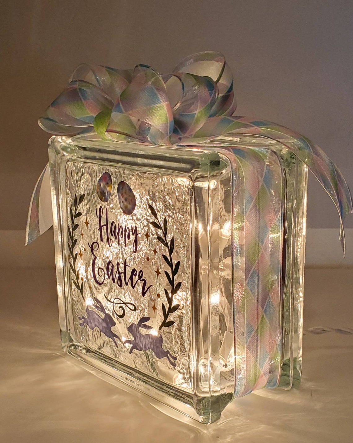 EASTER Lighted Glass Block | Etsy