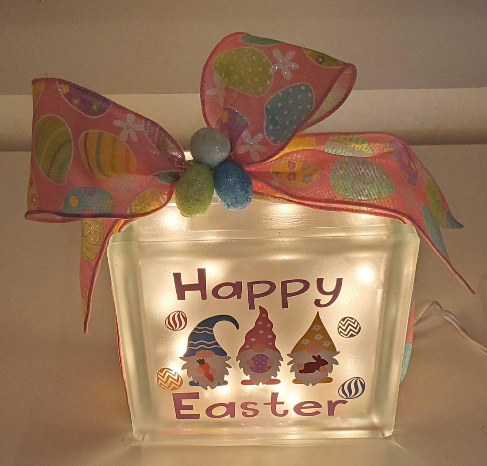 Easter Lighted Glass Block | Gnome Easter - Etsy
