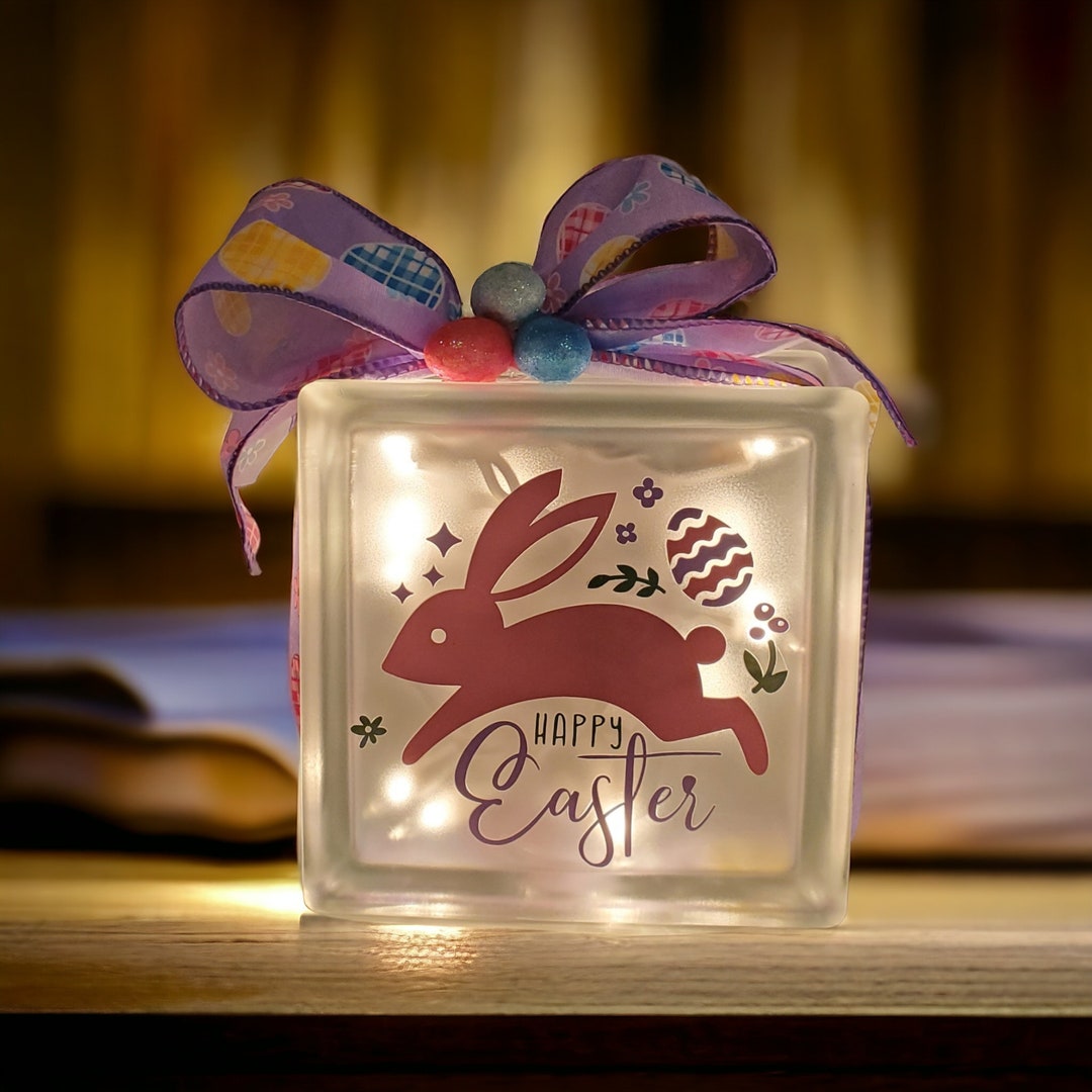 EASTER Lighted Glass Block - Etsy