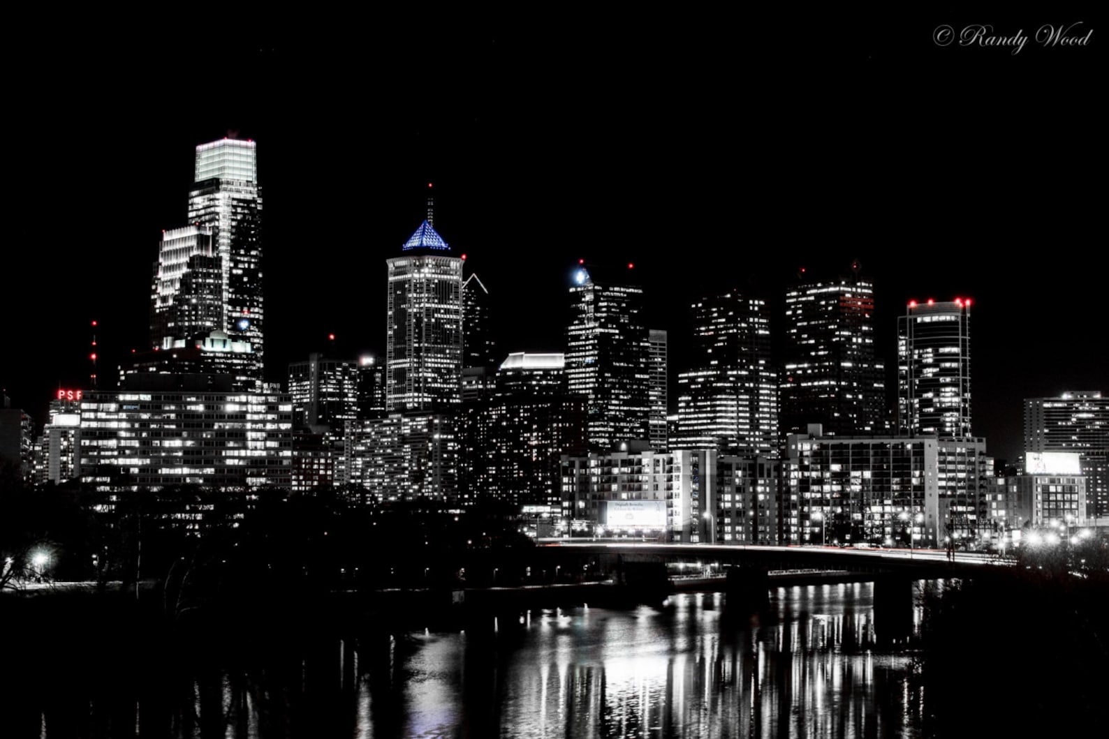 Philadelphia Skyline Black, White, Blue, Red - Philadelphia Photography ...